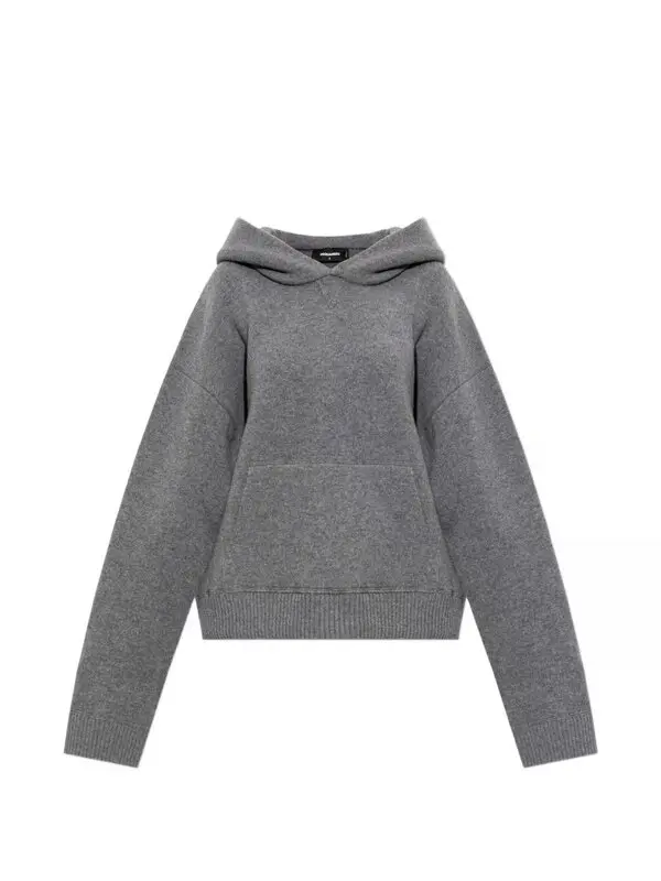 Dsquared2 Logo-embroidered Knit Hoodie Sweater - Grey