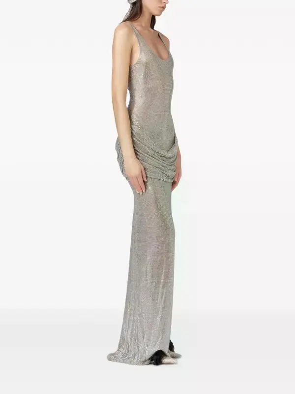 Giuseppe Di Morabito Crystal Embellished Draped Maxi Dress - Silver