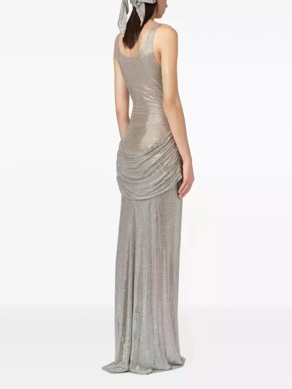 Giuseppe Di Morabito Crystal Embellished Draped Maxi Dress - Silver
