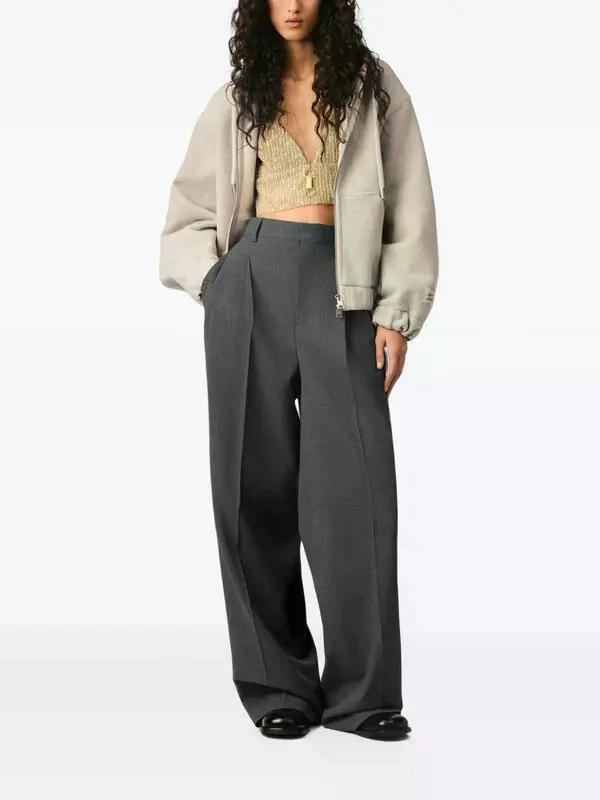 AMI Paris High-waisted Wide-leg Wool Trousers - Grey