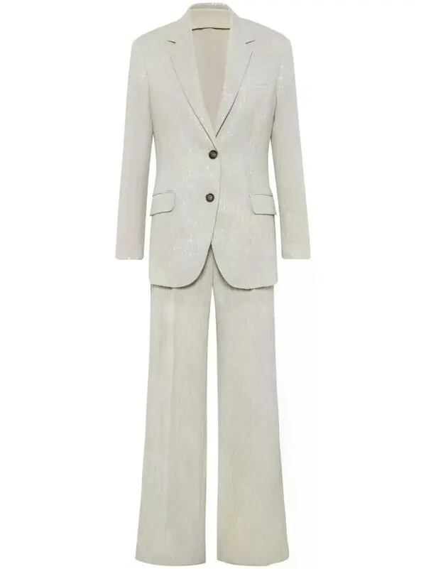 Brunello Cucinelli Notched-lapels Single-breasted Suit - Neutrals