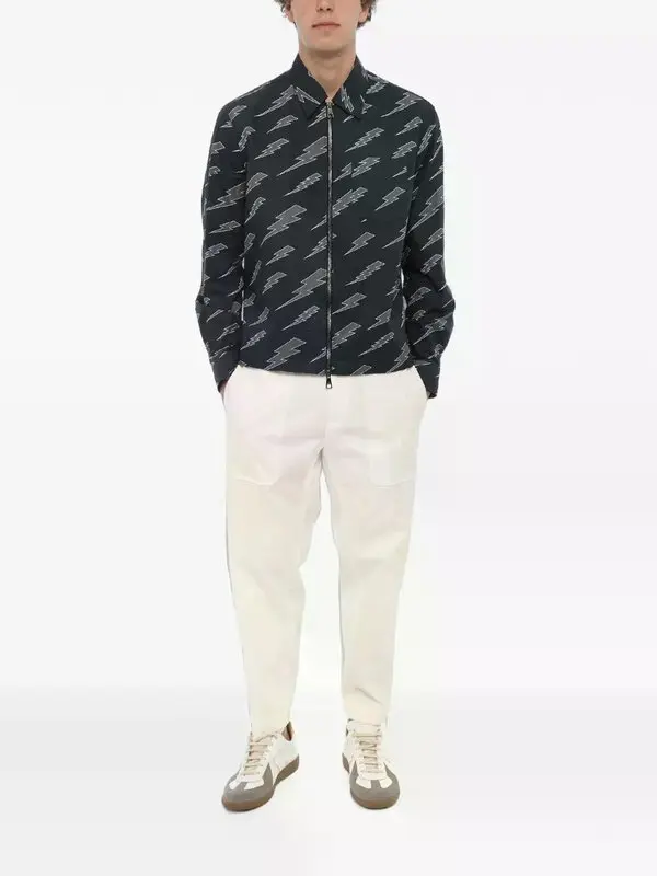 Neil Barrett Lightning-bolt-print Zip-up Jacket