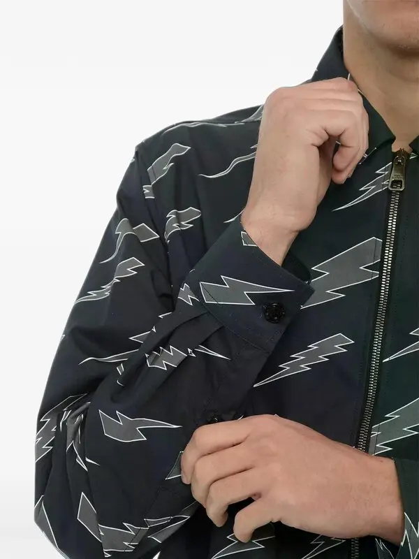 Neil Barrett Lightning-bolt-print Zip-up Jacket