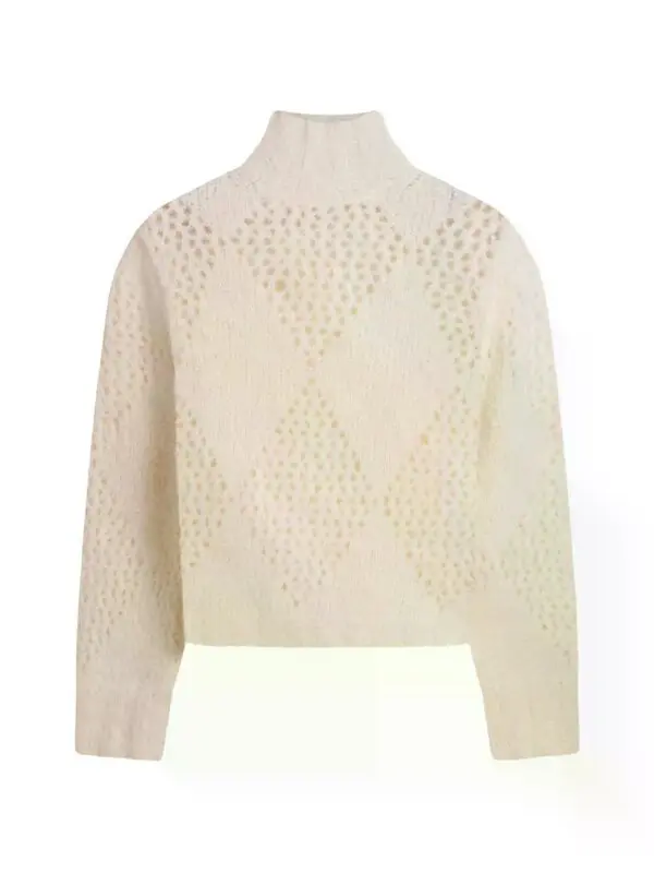 BALLANTYNE Diamond-intarsia-knit High-neck Sweater - Neutrals