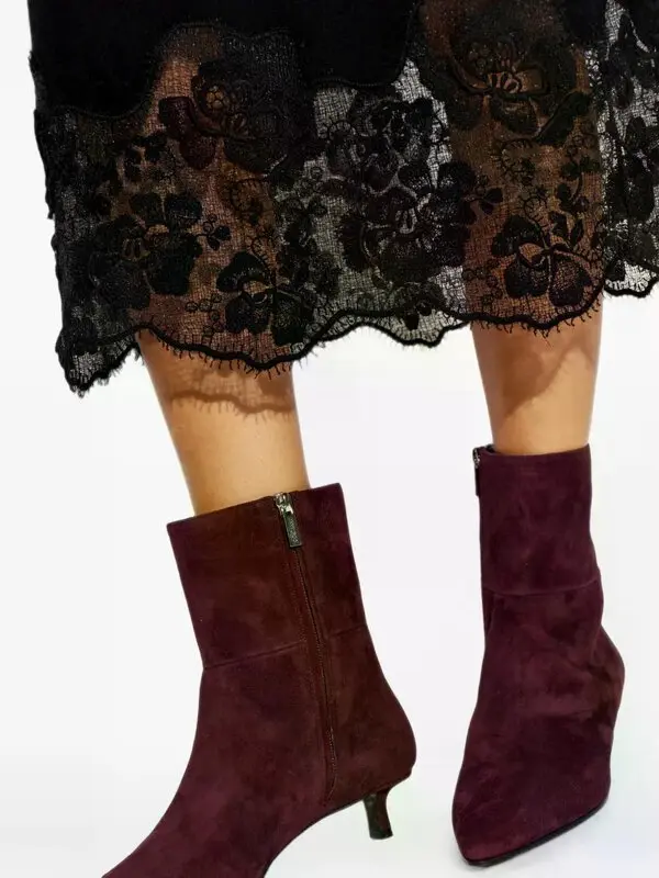JIMMY CHOO Burgundy Suede Ankle Boots