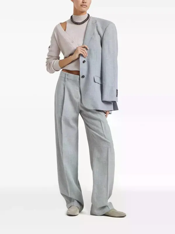 Brunello Cucinelli Single-breasted Wool Blazer With Monili Embellishment