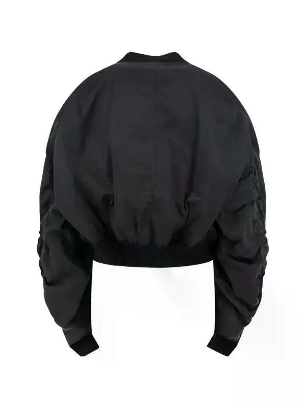 Rick Owens Secchia Ruched Cropped Bomber Jacket - Black