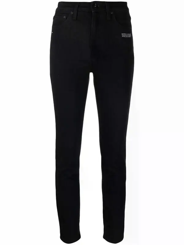 Off-White Slogan Logo-print Skinny Jeans - Black