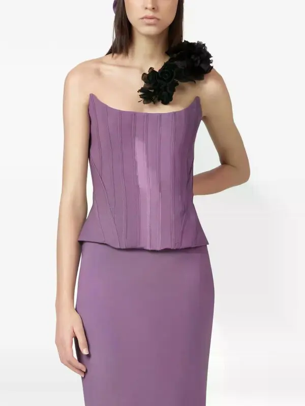 Giuseppe Di Morabito Corset-style Floral-appliqué Top