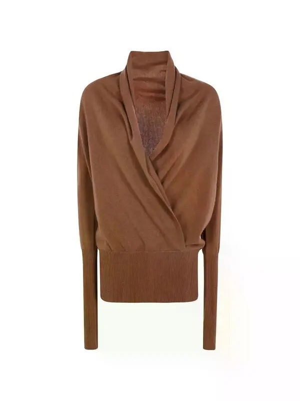 7 For All Mankind Wrap V-neck Sweater - Brown