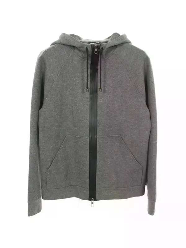 Giorgio Armani Zip-up Hoodie With Drawstring Hood - Grey