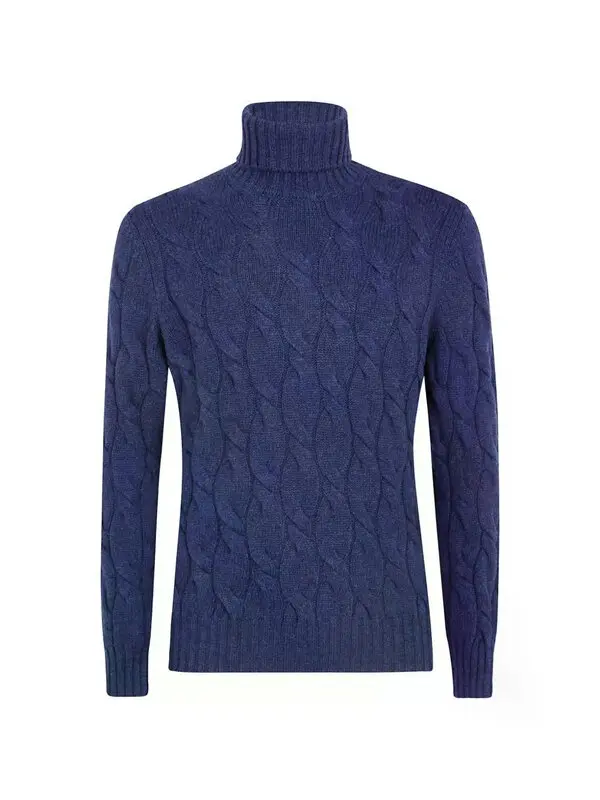 BARBA NAPOLI Cable-knit Roll-neck Sweater - Blue