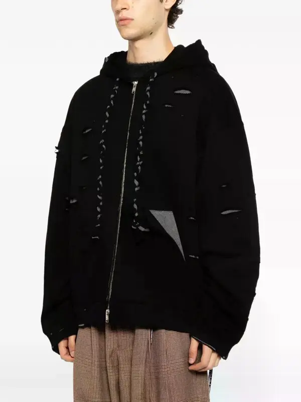 MASTERMIND WORLD Distressed-effect Zip-up Hoodie