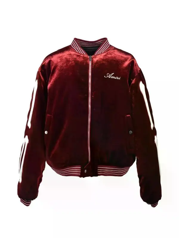 Amiri Bones Velvet Bomber Jacket - Red