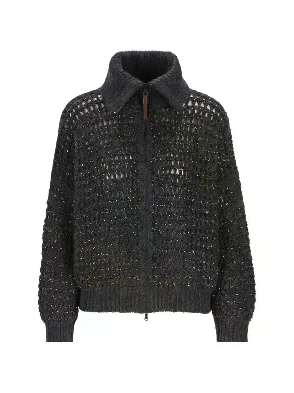 Brunello Cucinelli Sequin-embellished Cardigan - Grey