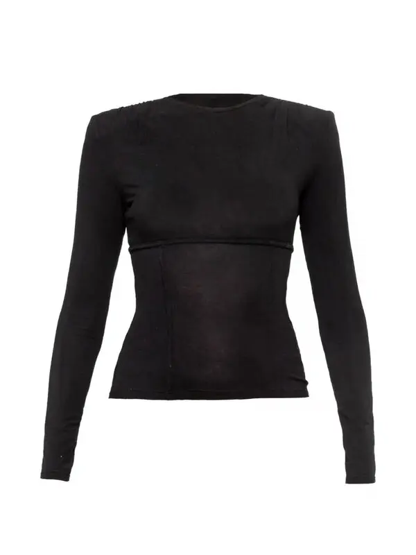 NISSA Tencel And Wool Top - Black