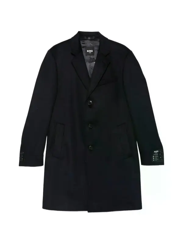 BOSS Notch-lapel Single-breasted Coat - Blue