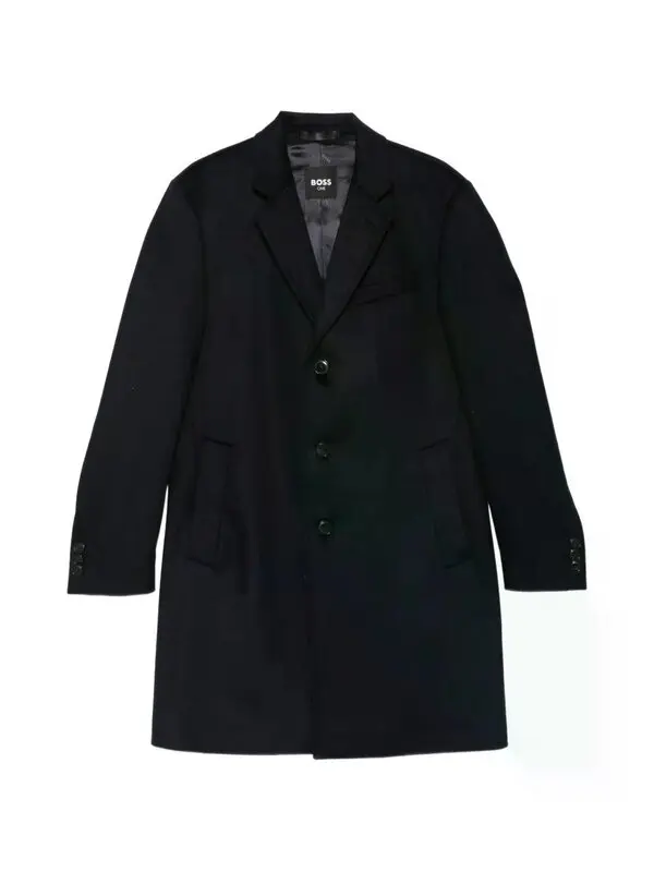 BOSS Single-breasted Notch-lapel Coat - Blue