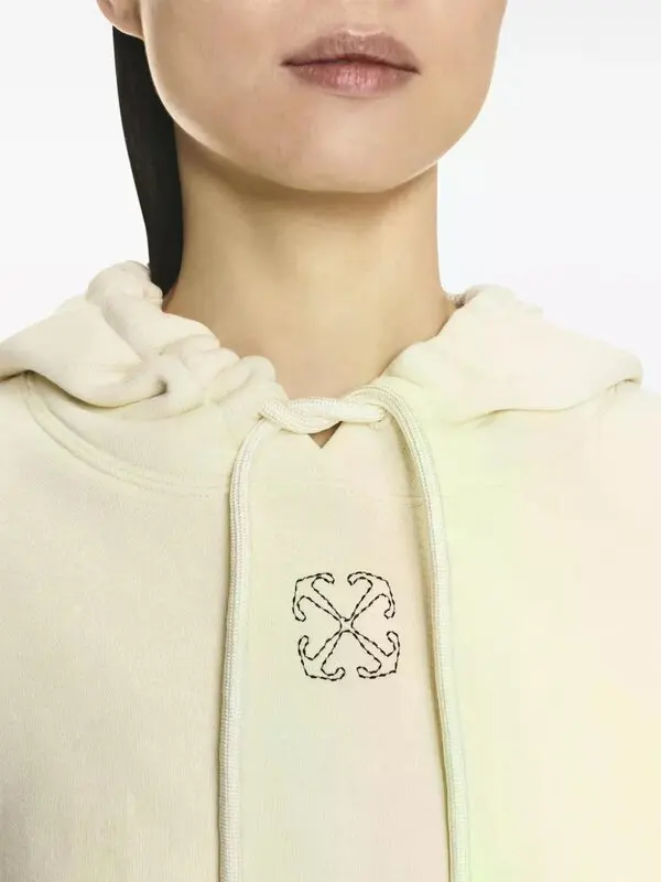 Off-White Cropped Hoodie With Arrows Embroidery