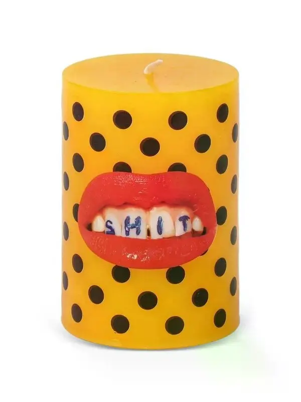 SELETTI Toiletpaper Polka-dot Candle - Yellow