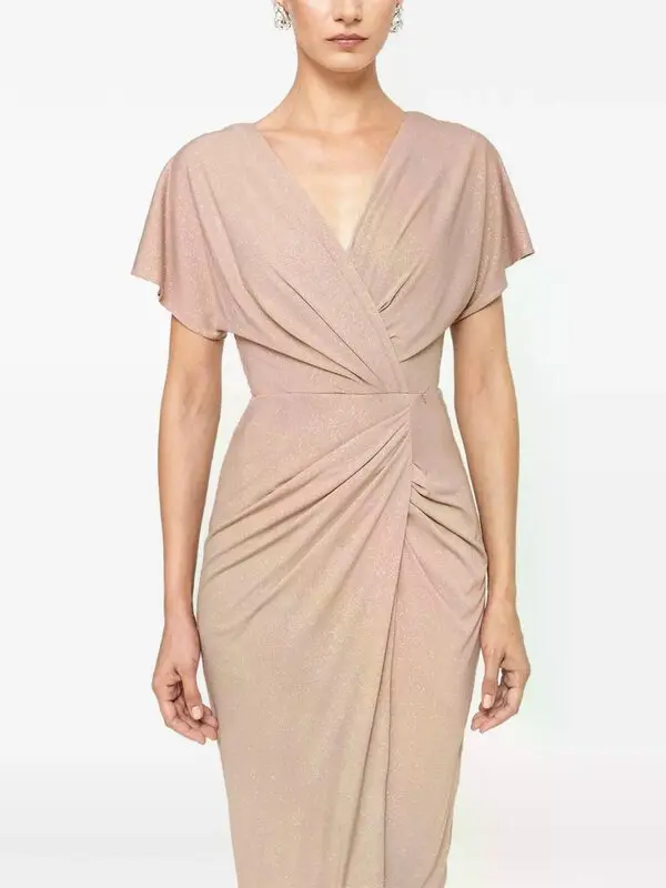 NISSA V-neck Draped Midi Dress