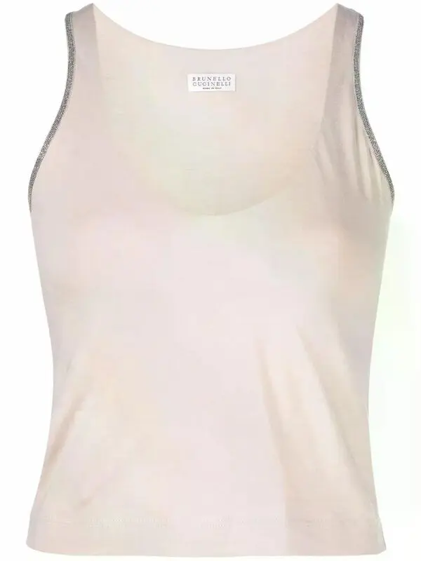 Brunello Cucinelli Monili Trimmed Scoop Neck Tank Top