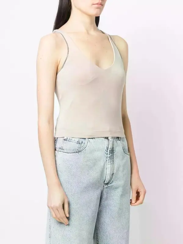 Brunello Cucinelli Monili Trimmed Scoop Neck Tank Top