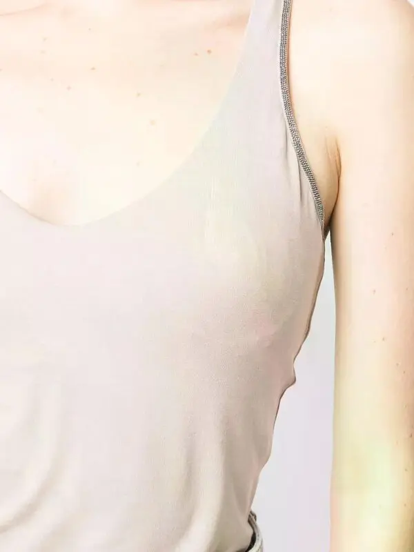 Brunello Cucinelli Monili Trimmed Scoop Neck Tank Top