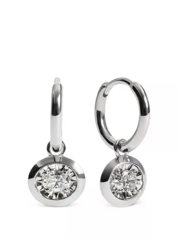 Monica Vinader Oval-diamond Huggie Earrings - Silver