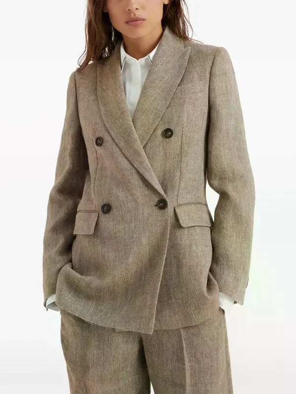 Brunello Cucinelli Double-breasted Herringbone Blazer