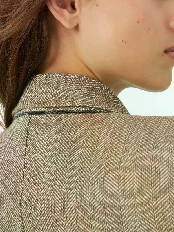 Brunello Cucinelli Double-breasted Herringbone Blazer