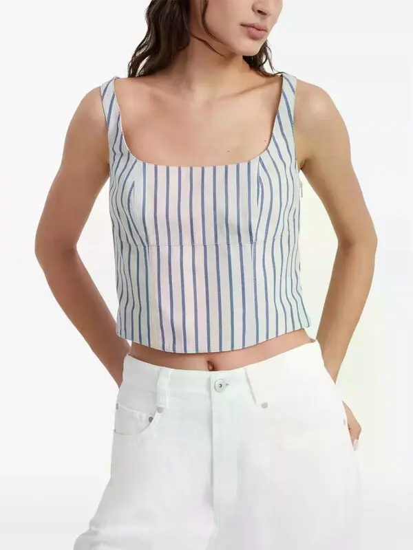 Brunello Cucinelli Striped Cotton-blend Cropped Top