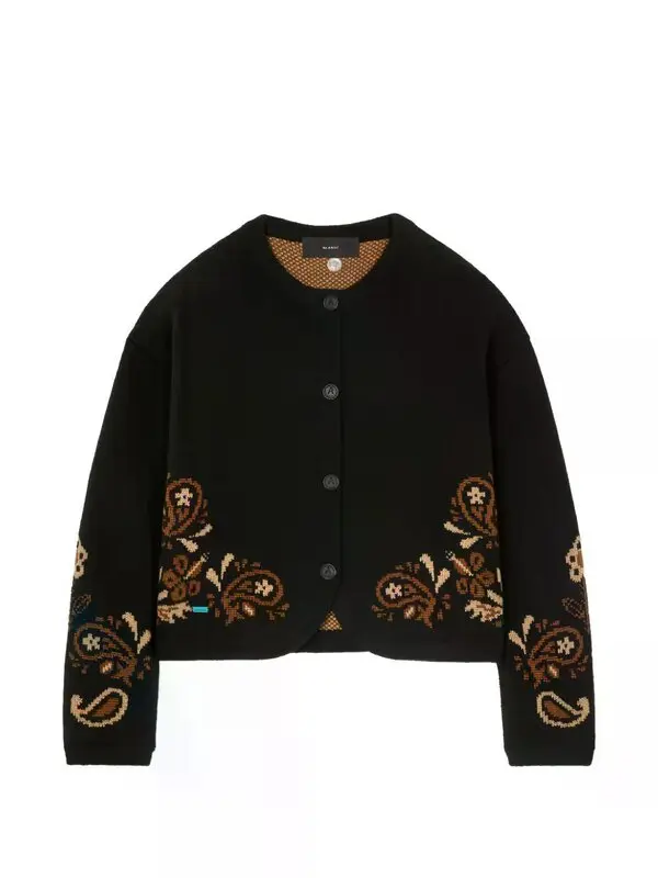 Alanui Island Roots Paisley Jacquard-knit Cardigan - Black