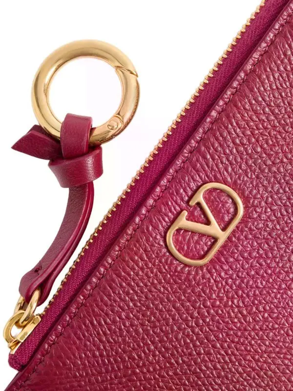 Valentino Garavani Vlogo Signature Zip-around Charm Card Holder In Grainy Calfskin - Pink