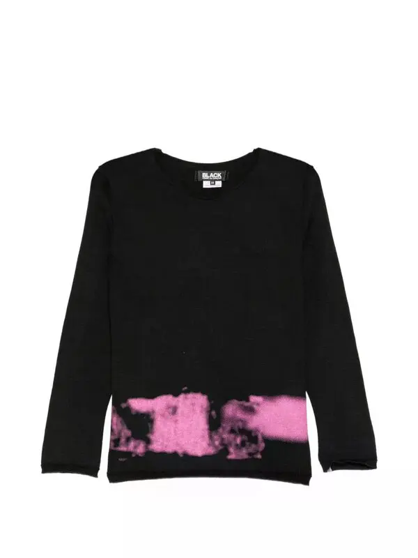 Comme Des Garçons Spray-print Knitted Pullover - Black