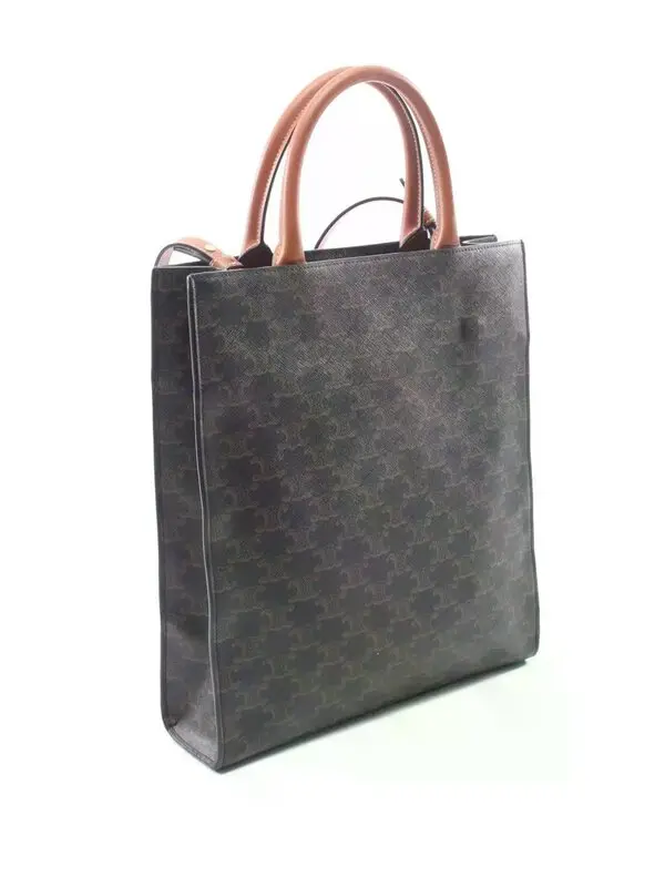 Celine 2010-2026 Small Triomphe Coated Canvas Vertical Cabas Tote Satchel - Brown