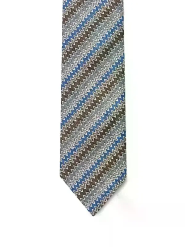 Missoni Zigzag Silk Neck Tie - Grey