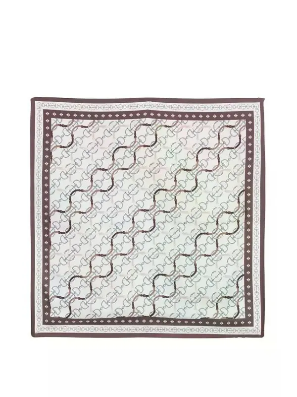 Eleventy Chain-print Silk Scarf - Neutrals