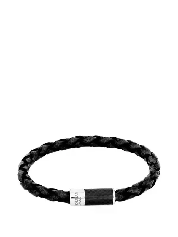 Tateossian Braided Leather And Carbon Fibre Bracelet - Black