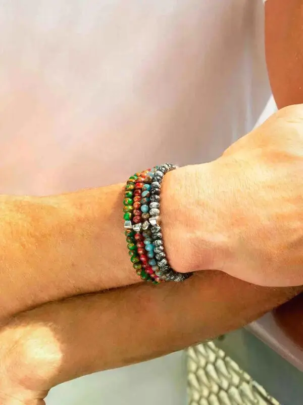 Tateossian Nepal Nugget Beaded Logo Charm Bracelets