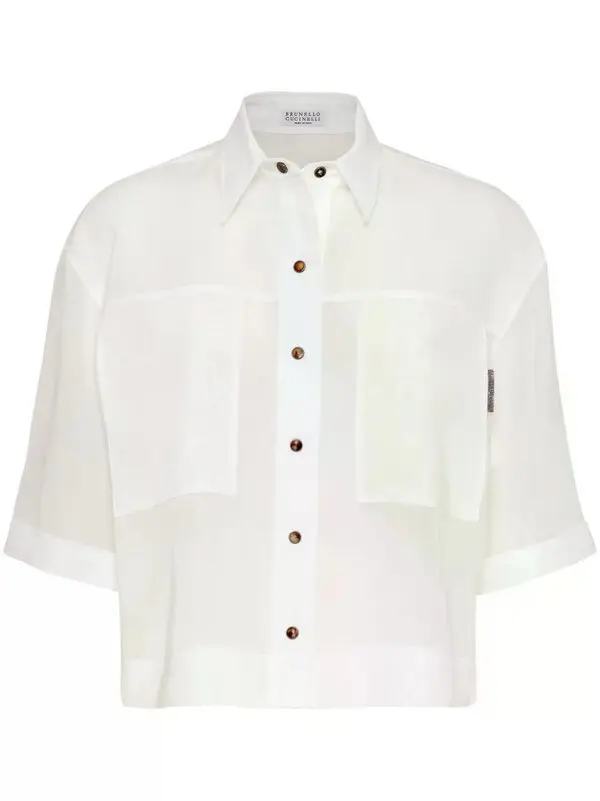 Brunello Cucinelli Cropped Shirt - White