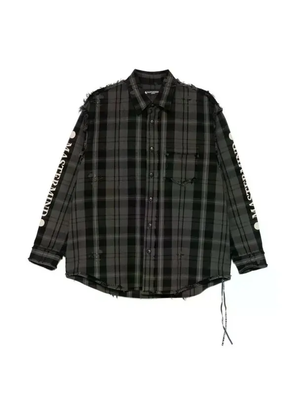 MASTERMIND WORLD Check Frayed Shirt - Black