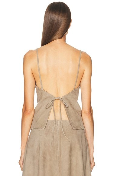 ST. AGNI Suede Low Back Tie Top