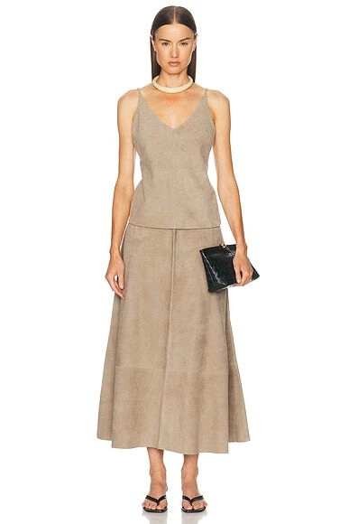 ST. AGNI Suede Low Back Tie Top