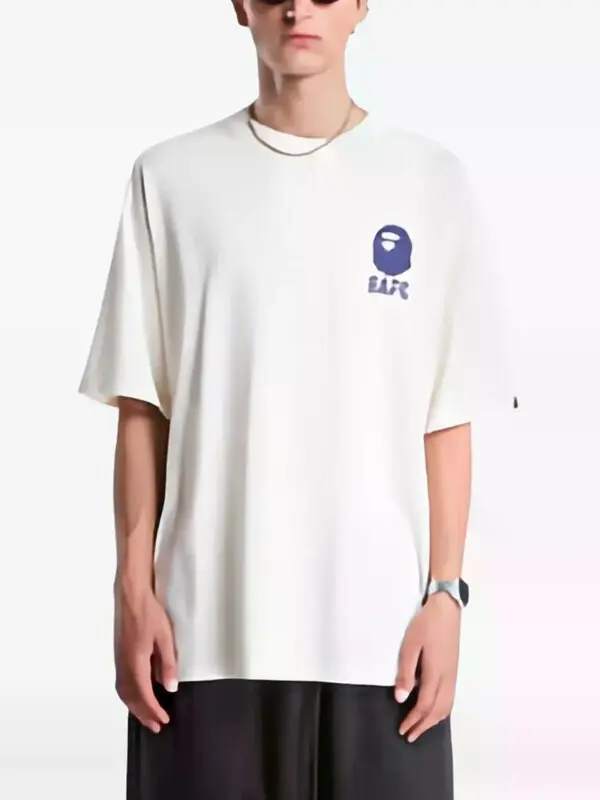 A BATHING APE Logo Print Relaxed Fit T-shirt - Neutrals
