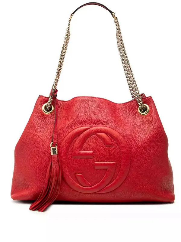 Gucci 2000-2015 Medium Calfskin Soho Chain Tote Bag - Red