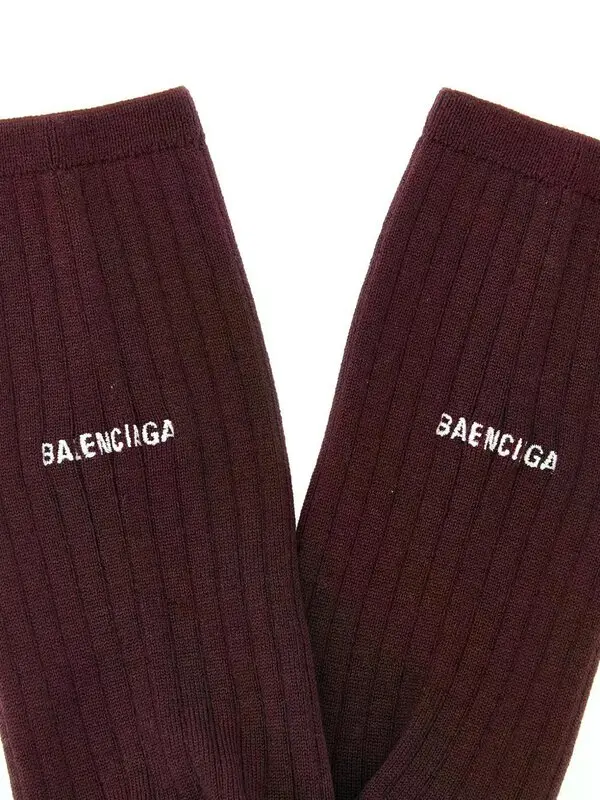Balenciaga Logo-embroidered Ribbed Socks