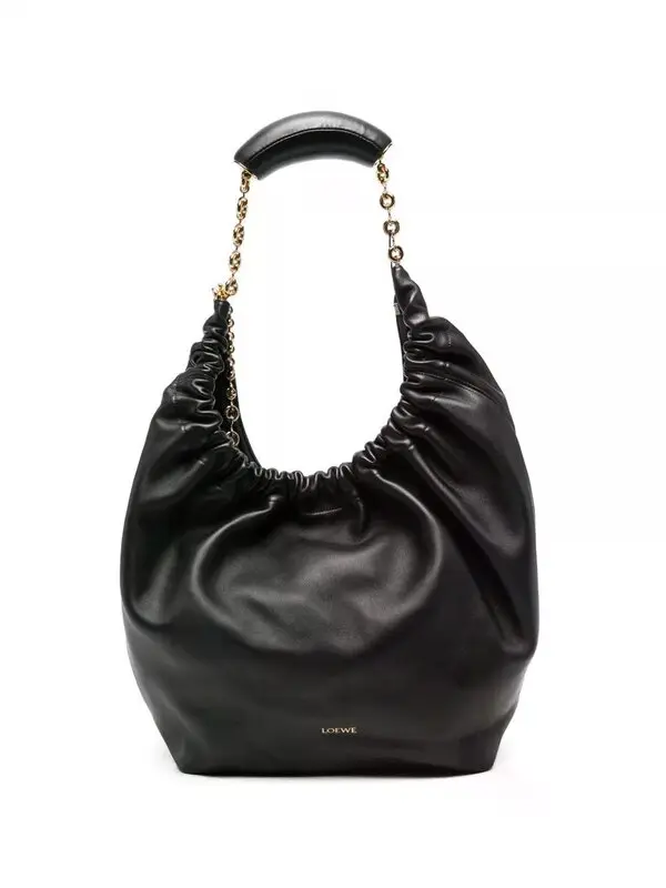Loewe Medium Squeeze Shoulder Bag In Mellow Nappa Lambskin - Black