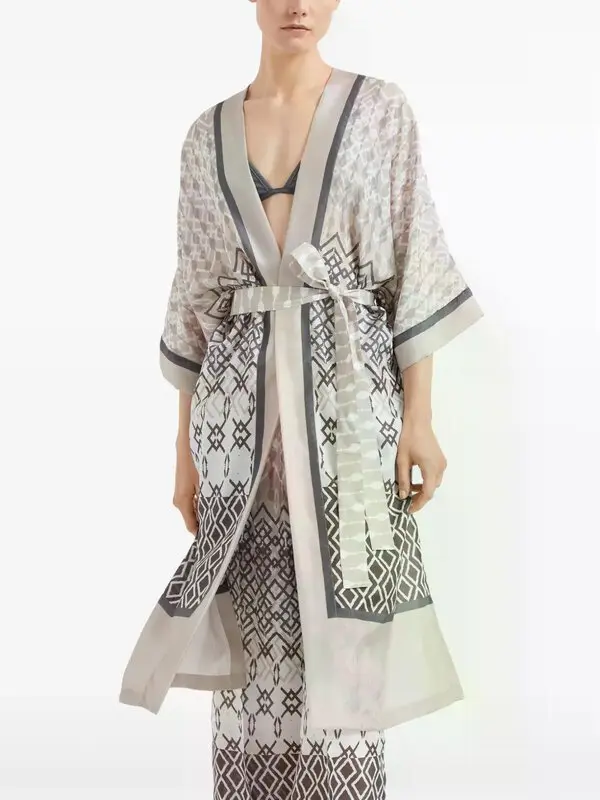 Brunello Cucinelli Geometric-print Silk Top