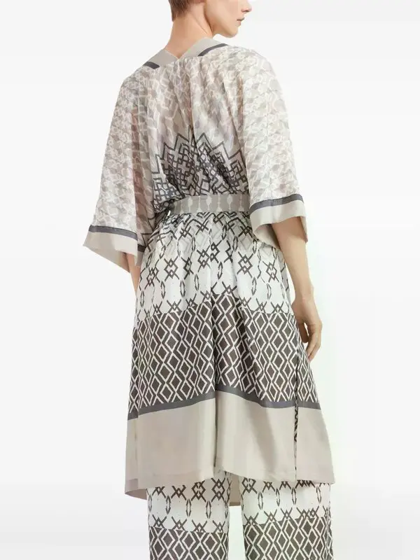 Brunello Cucinelli Geometric-print Silk Top